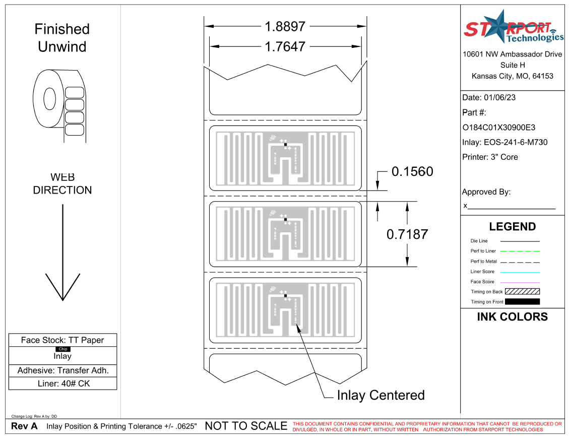 1.765' x 0.719' TT Paper RFID Label - 3'Core - Printed and encoded ...