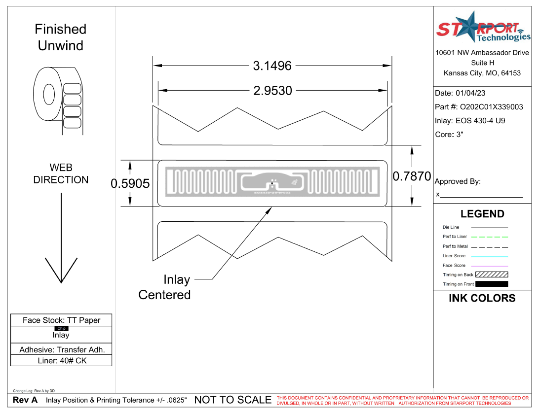 2.953' x 0.590' TT Paper RFID Label - 3'Core - 5000 Labels / Roll ...