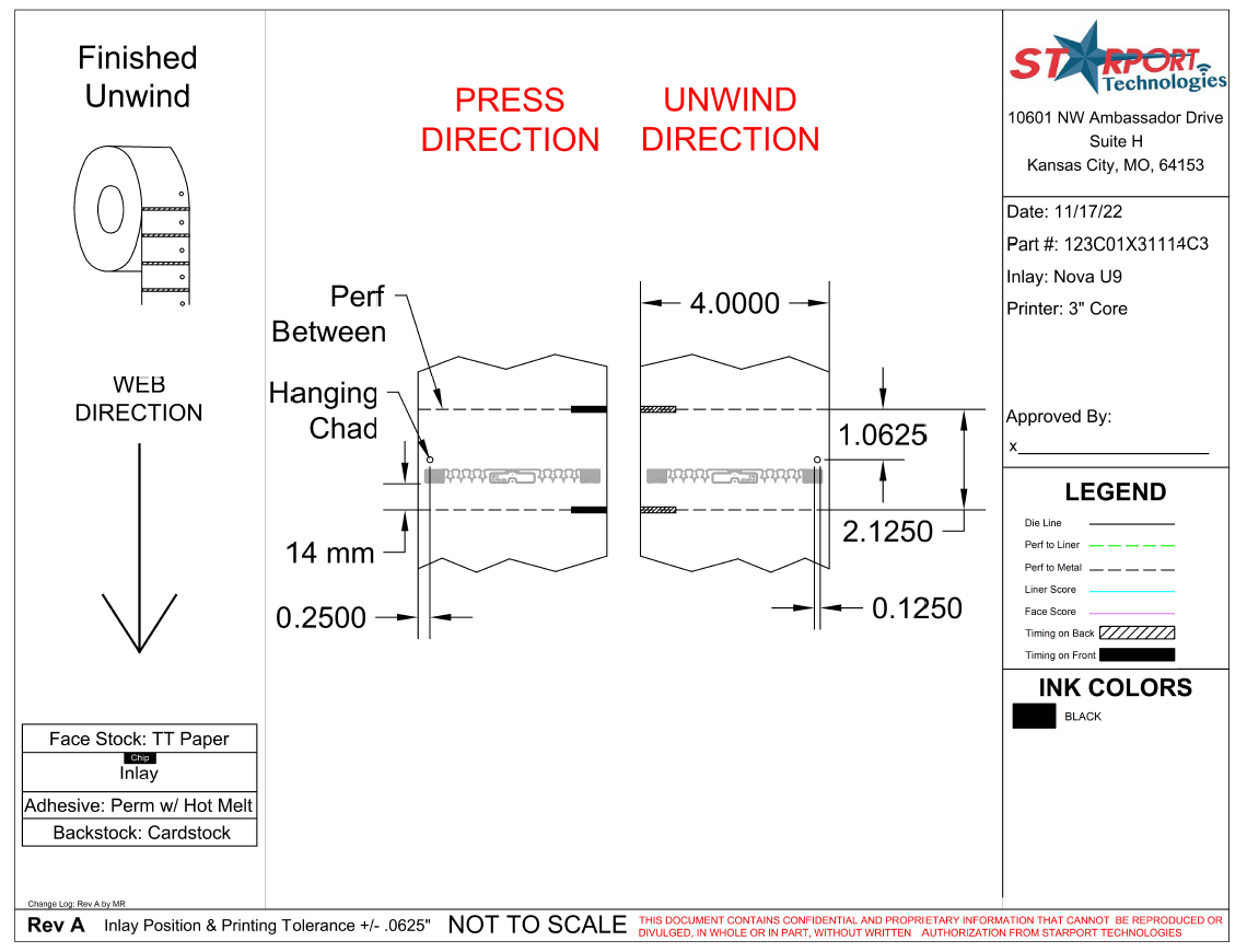 4 x 2.125 TT Tag RFID Hangtag - 3' Core - 1500 Labels / Roll | Starport ...